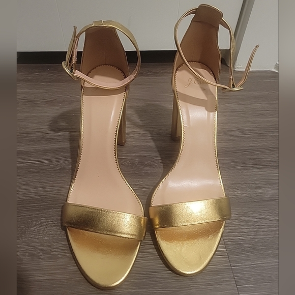 J. Crew | Shoes | Jcrew Gold Block Heels Sz 5 | Poshmark